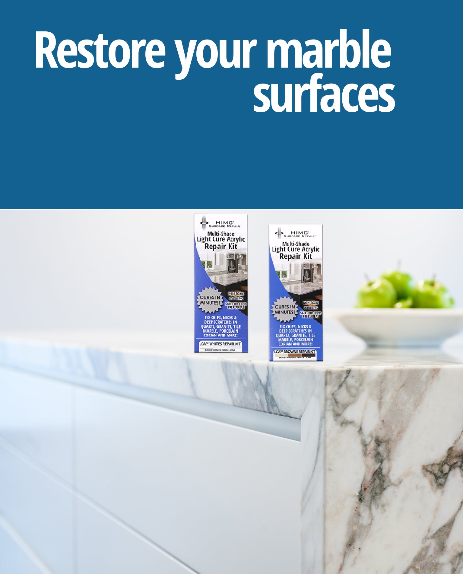 How to repair marble surfaces with a marble DIY repair kit. – HIMG ...